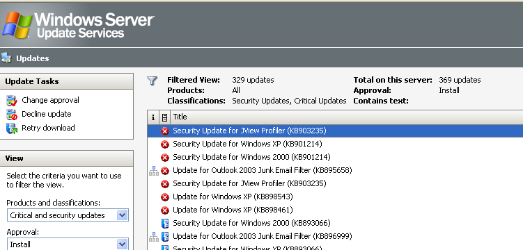 Solved: WSUS - Updates | Experts Exchange
